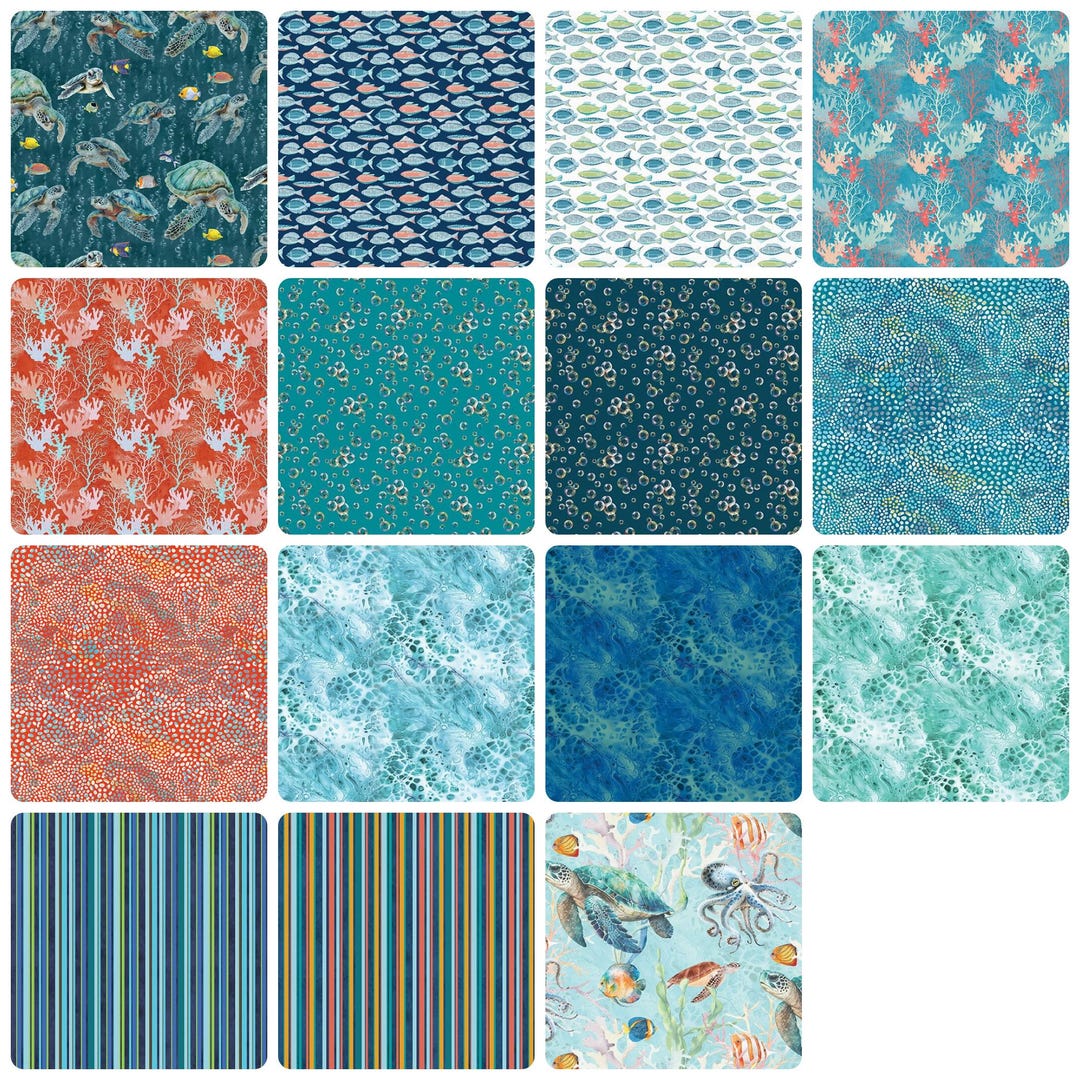 Under the Sea - Fat Quarter 15pc/bundle - by Skyline Studio for ...