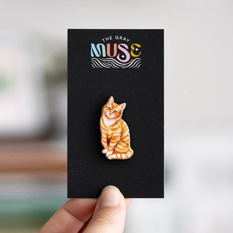 Enamel Pin - Orange Cat V2 - by the Gray Muse - in Stock and Ships ...