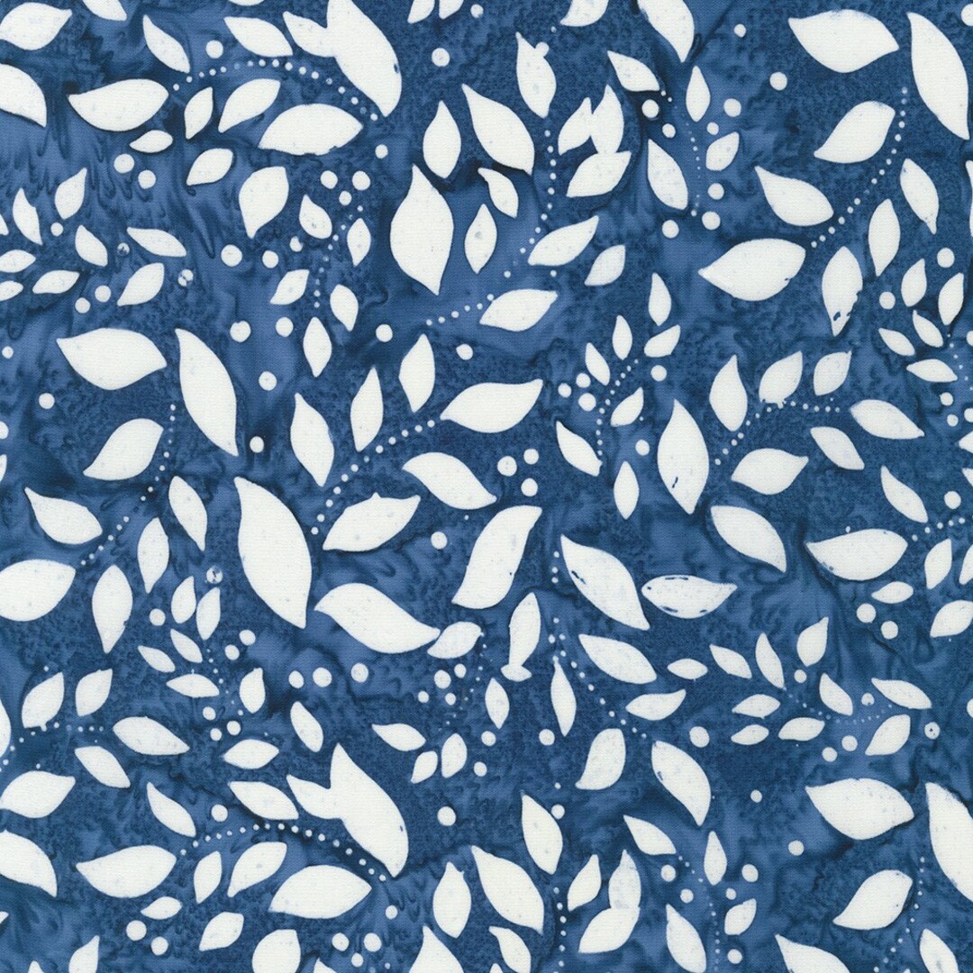 Artisan Batiks Kasuri - Denim Leaf Mix- by Lunn Studios for Robert Kaufman Fabrics - Sold by the ...