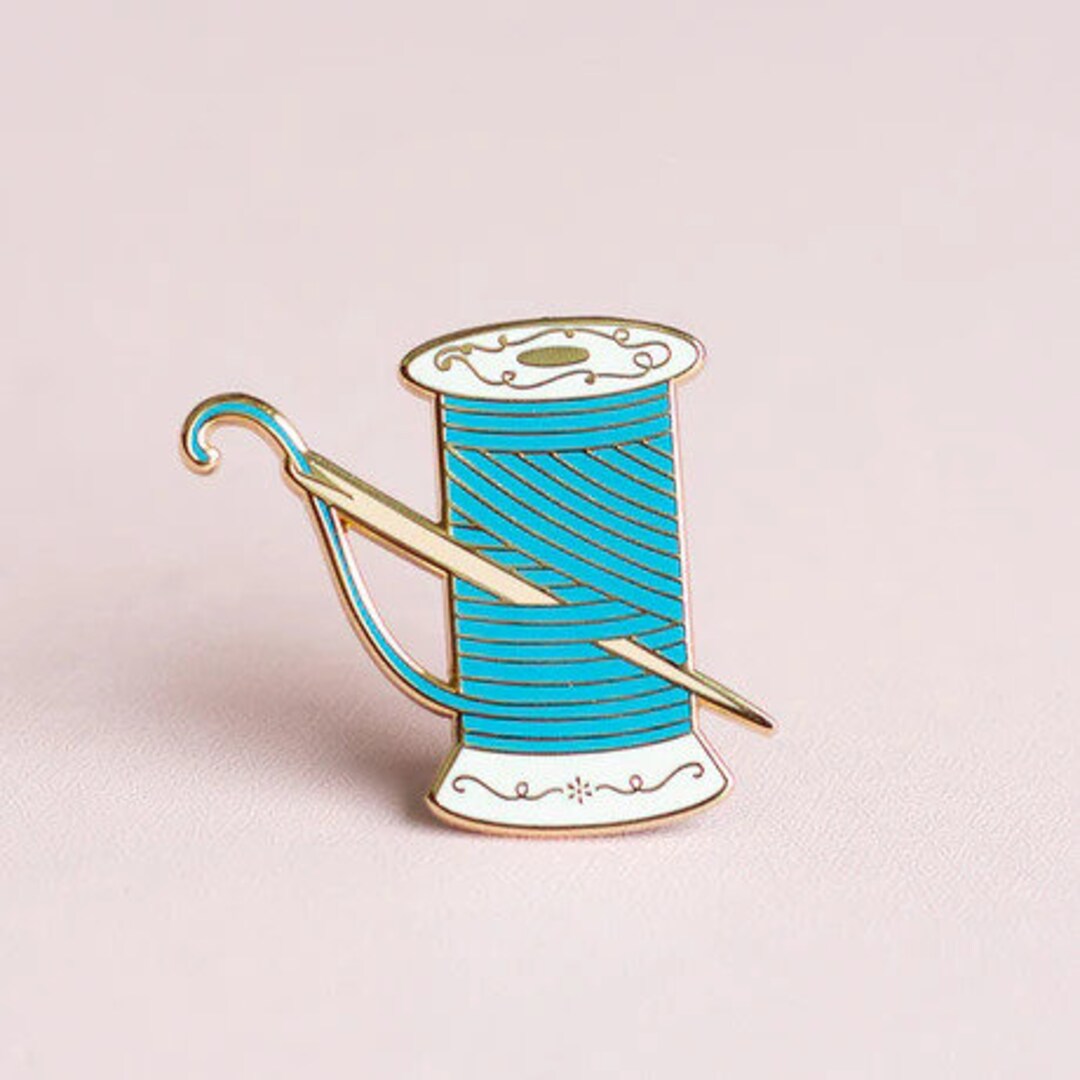 Enamel Pin Needle and Blue Thread by the Gray Muse in Stock and Ships ...
