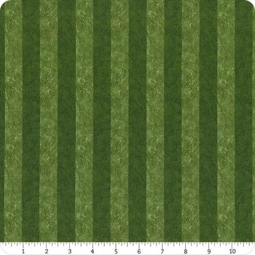 Fall is for Football Green Field Stripes by Pam Vale for Camelot Fabrics Sold by the Continuous ...