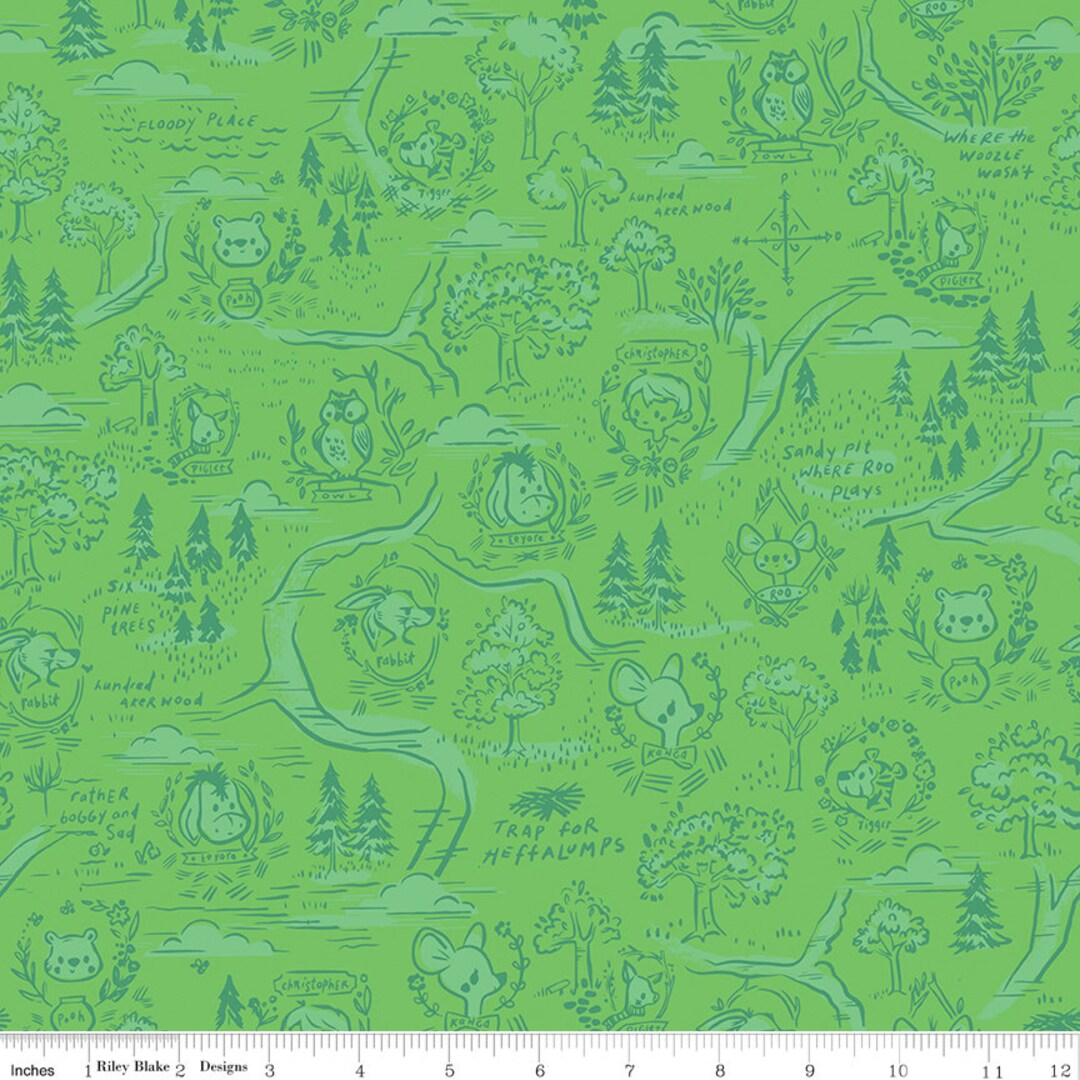 100 Akre Woods - Green Map - by Jill Howarth for Riley Blake Designs ...