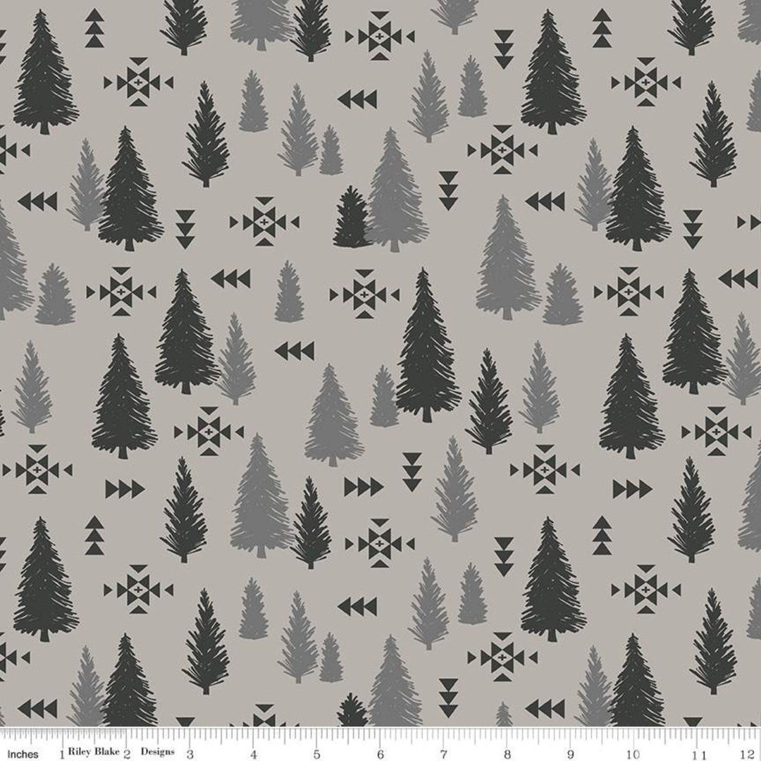 Timberland Light Gray Trees by Riley Blake Designs Sold by the Yard in ...