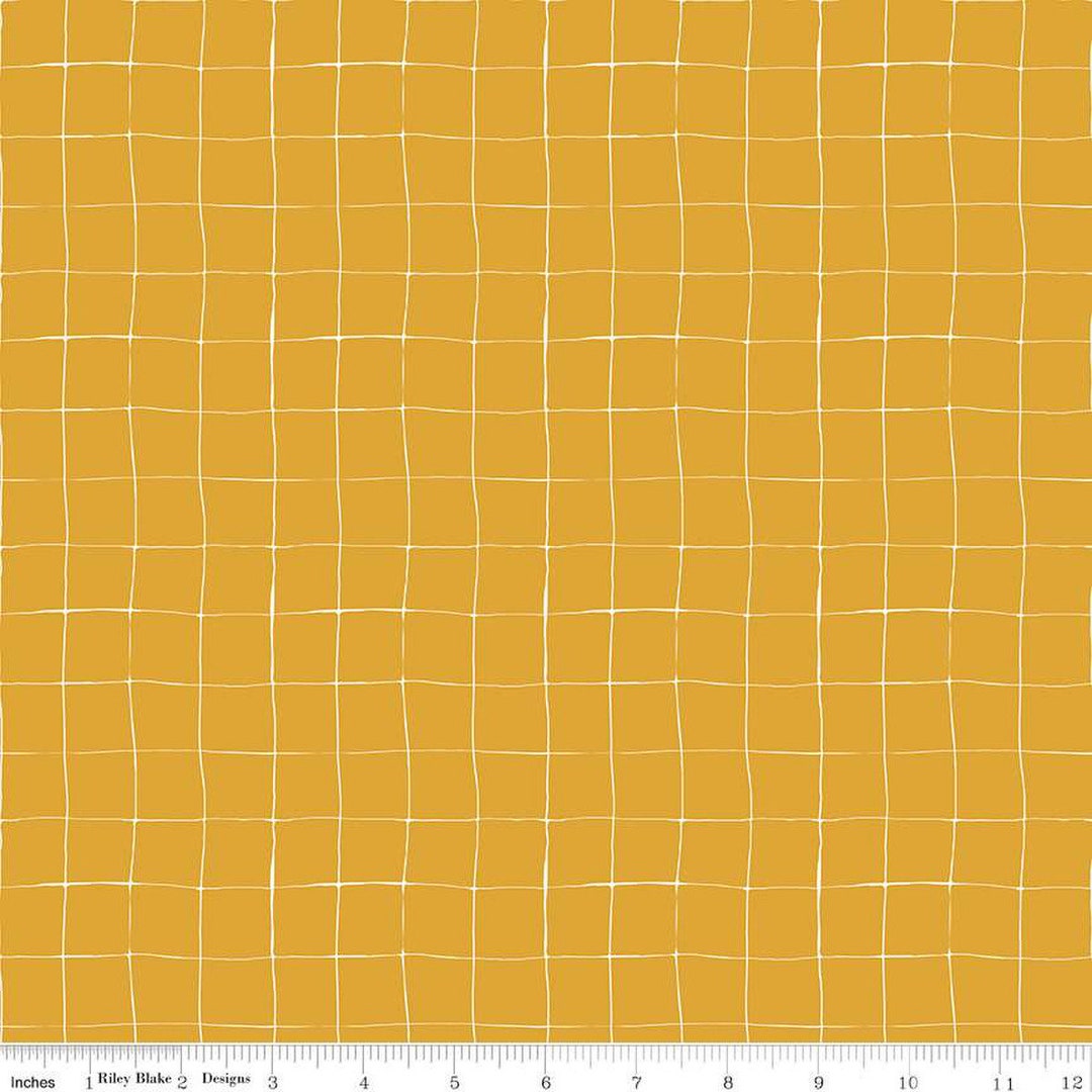 Forgotten Memories - Mustard Grid - by Minki Kim for Riley Blake ...