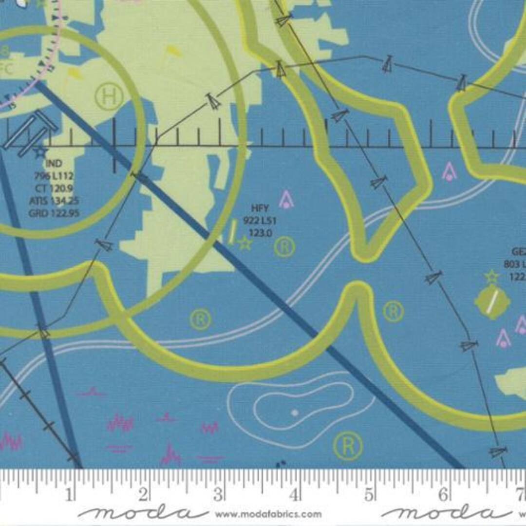 High Flight - Lake VFR Chart - by Sariditty for Moda Fabrics - Sold by ...