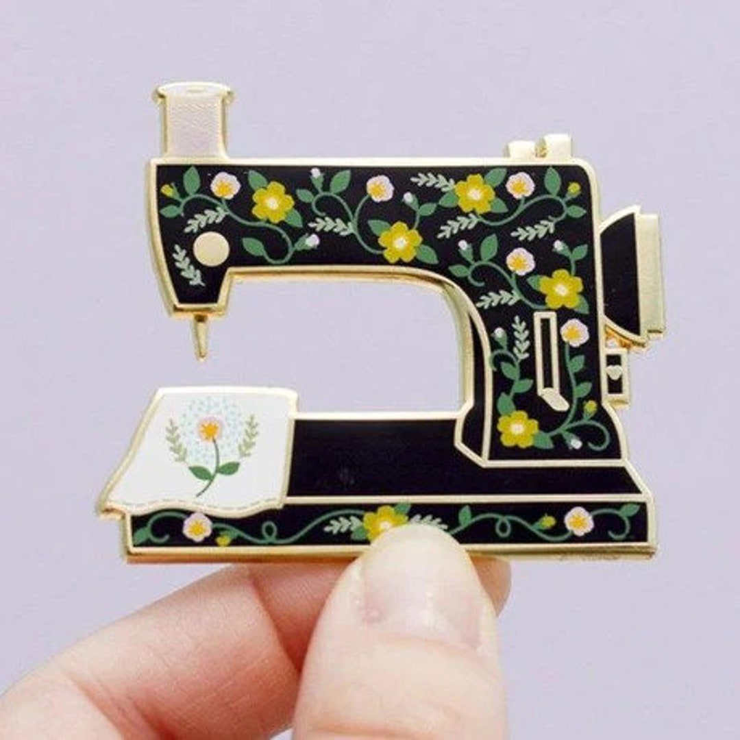 Enamel Pin - Interactive Sewing Machine Pin - by the Gray Muse - in ...