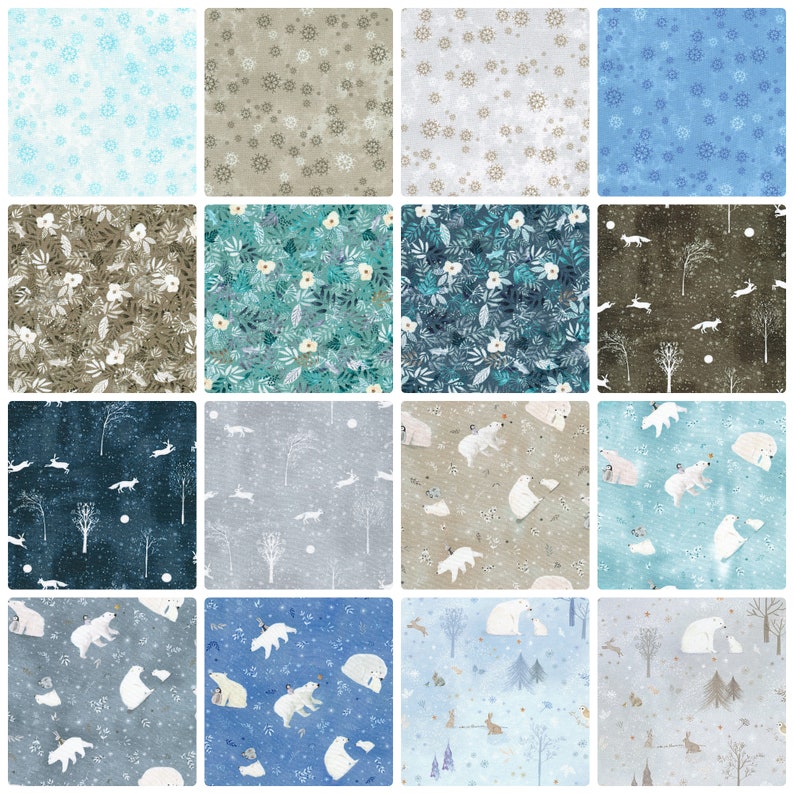 Snowy Fable - Fat Quarter 16pc/bundle - by Samantha Neville for Robert ...