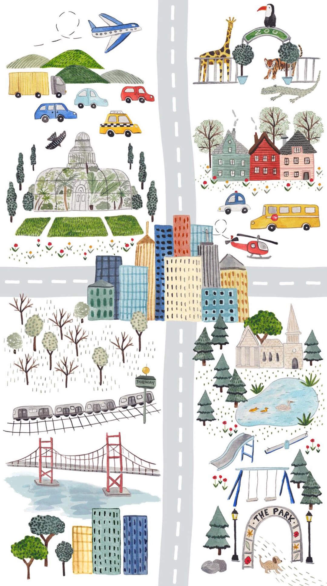 Mini Metropolis - 24" City Panel - by Sarah Boccaccini for Figo Fabrics ...