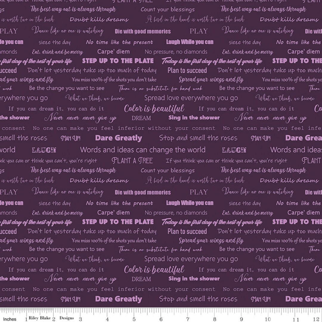 Fragrant Fields Eggplant Script by Lila Tueller for Riley Blake Designs ...