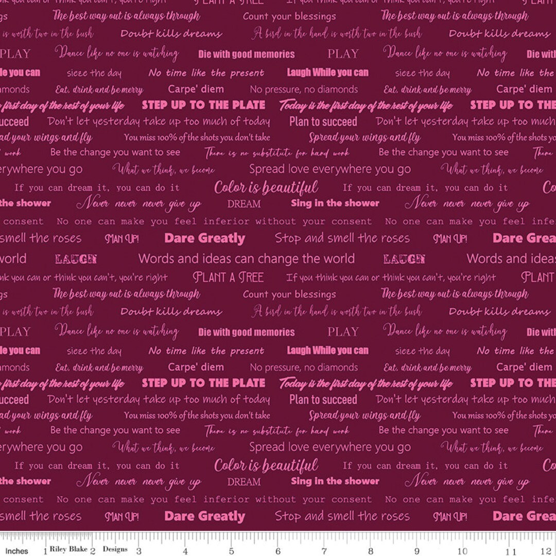 Fragrant Fields Maroon Script by Lila Tueller for Riley Blake Designs ...