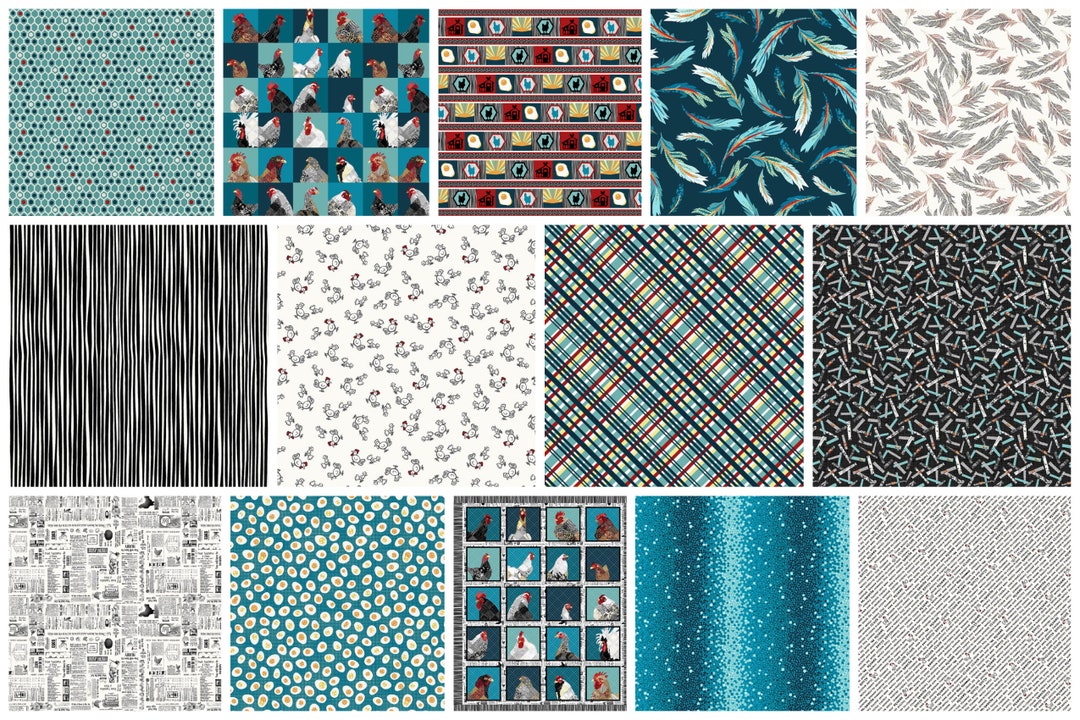 Zooming Chickens Fat Quarter 14pc/bundle by Timna Tarr for - Etsy