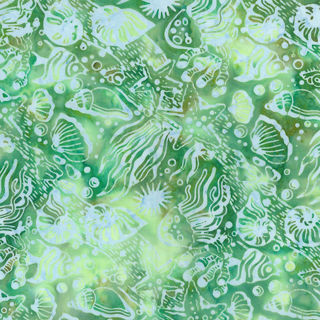 Sea Life Batik - Green Tidal Pool - by Banyan Batiks - Sold by Yard Cut ...