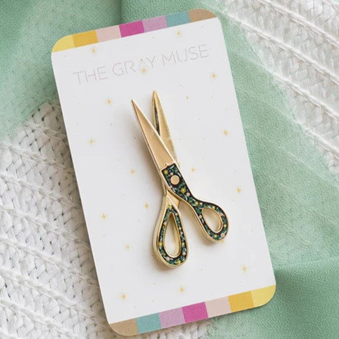 Enamel Pin - the Gold Interactive Scissor Pin - by the Gray Muse - in ...