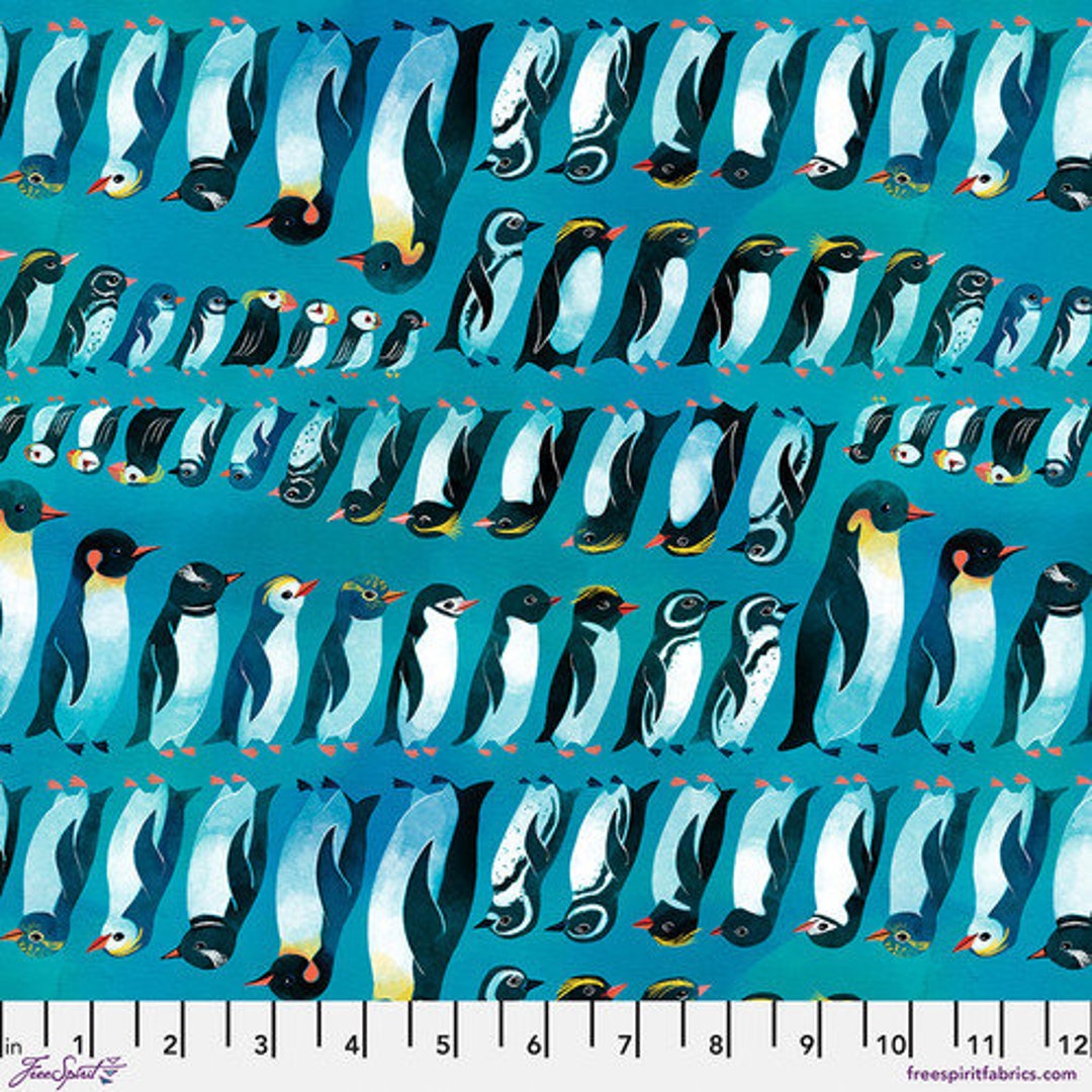 Polar Seas Aqua Penguins and Puffins by Katy Tanis for Freespirit ...