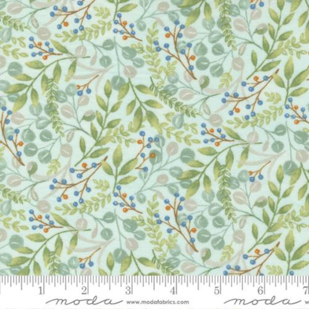 Harvest Wishes Aqua Fall Foliage by Deb Strain for Moda Fabrics Sold by ...