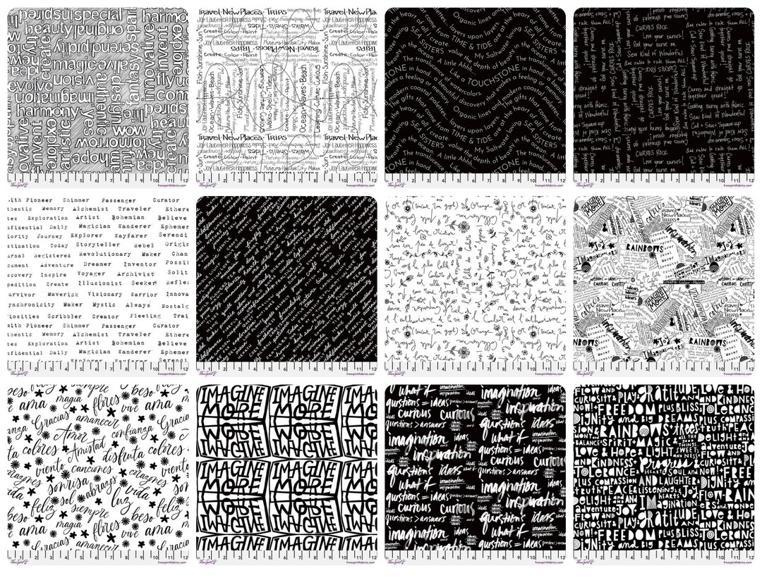 Writing on the Wall - Fat Quarter 12pc/bundle - by Freespirit Fabrics - Sold by the Bundle ...