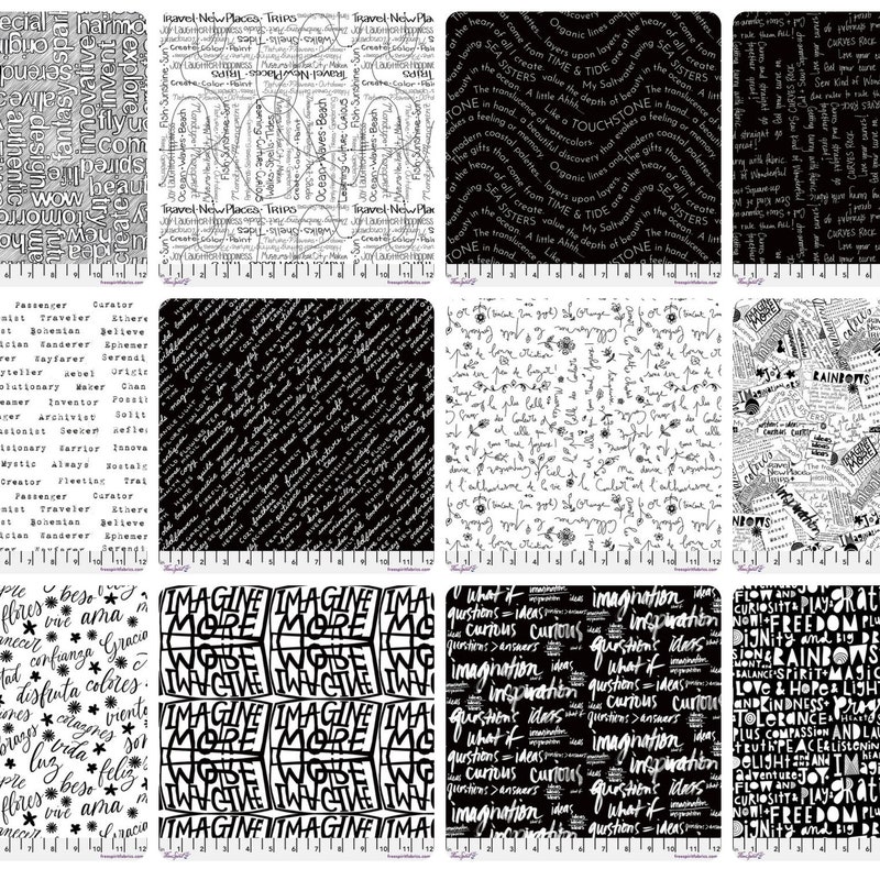 Text Print Fabric - Etsy