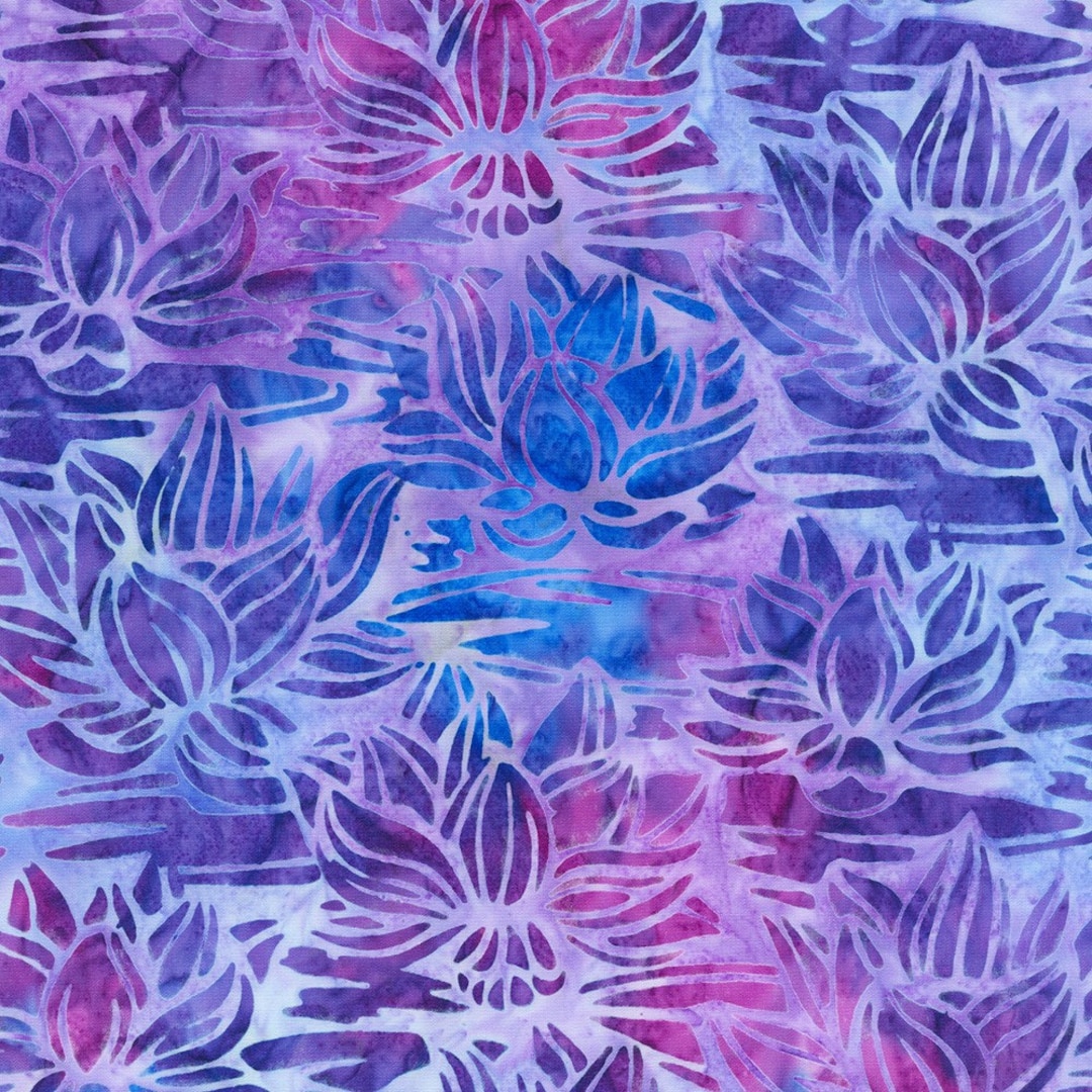 Tranquil Gardens Periwinkle Lotus by Artisan Batiks for - Etsy