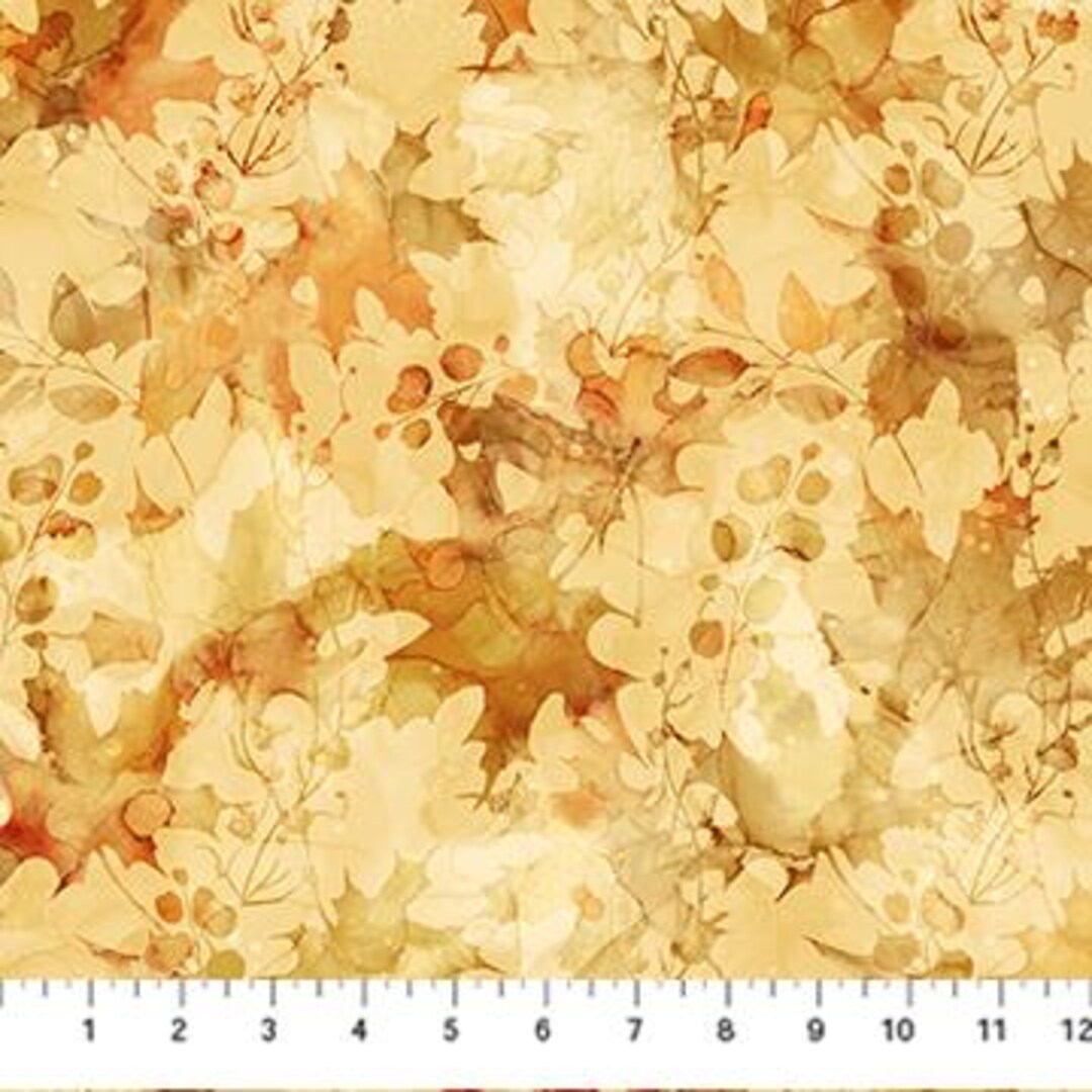 Autumn Breeze - Ochre Leaf Texture - by Deborah Edwards for Northcott ...
