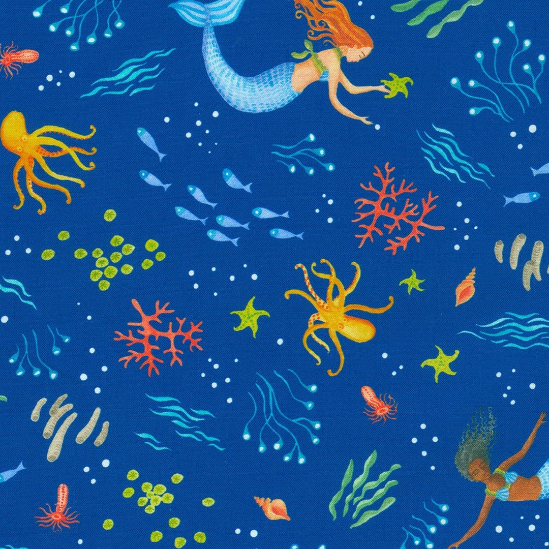 Once Upon A Mermaid - Navy Main Print - by Nutshell Designs Inc for ...