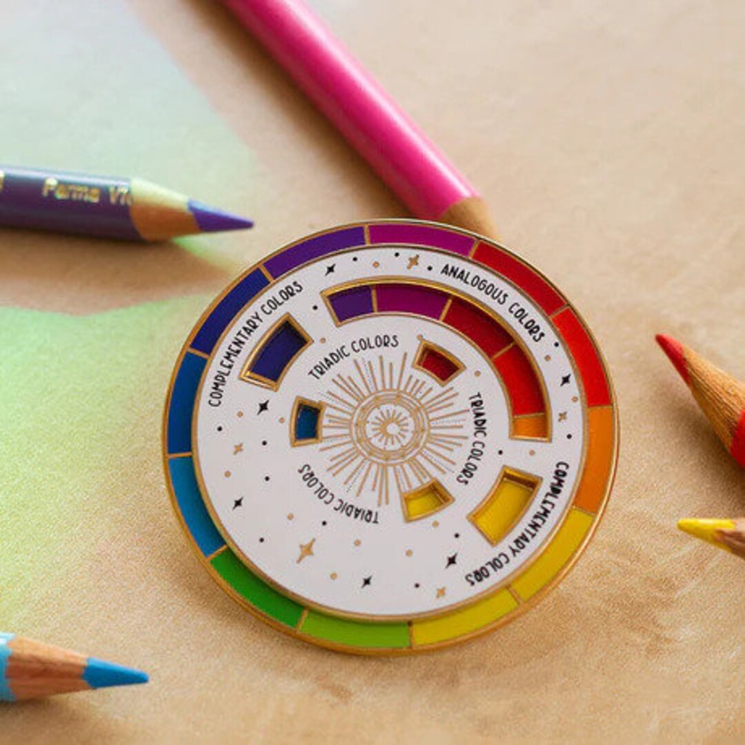 Enamel Pin - the Interactive White Color Wheel Pin - by the Gray Muse ...