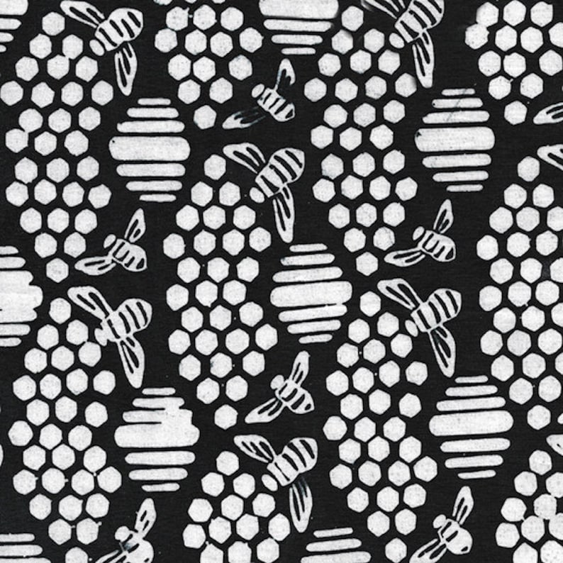 Beehive Buzz - Black White Bee Honeycomb - by by Island Batiks - Sold ...