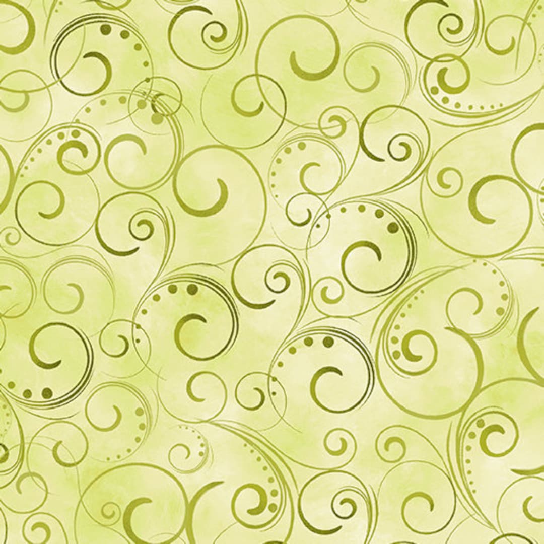 Swirling Splendor Moss Green Yellow 108 Wide Quilt Back by Kanvas ...
