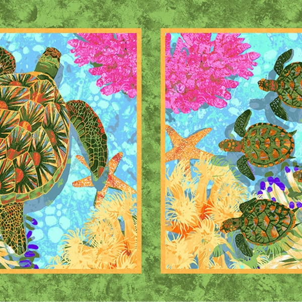 Sea Turtle Quilt Panel - Etsy