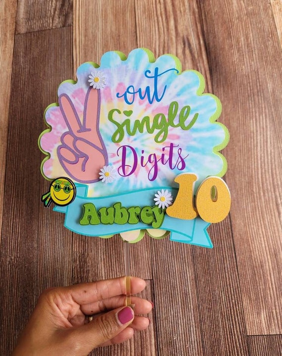 Peace Out Single Digits Cake Topper Tie Dye Birthday Party - Etsy
