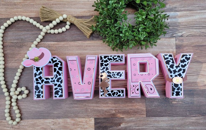 Pink Rodeo 3D Name Letters Paper Letters no Wood Western - Etsy
