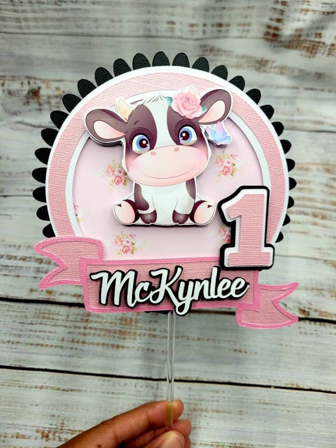 Cow Cake Topper | Holy Cow I'm One | Cow Party Decor | Pink Farm Party ...