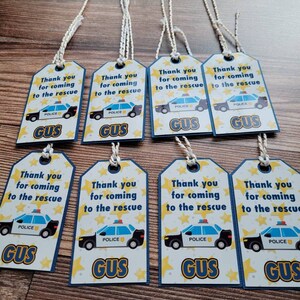 Police Party Favor Tags Set of 8 | Police Officer Favor Tags | Police ...