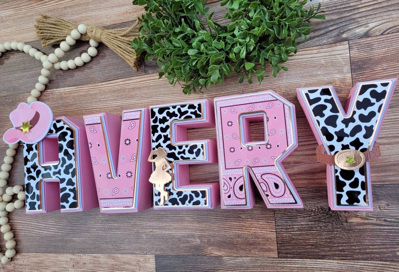 Pink Rodeo 3D Name Letters Paper Letters no Wood Western - Etsy