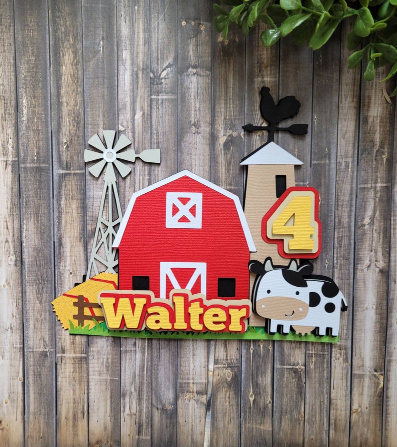 Farm Cake Topper Farm Theme Birthday Barnyard Cake Topper - Etsy