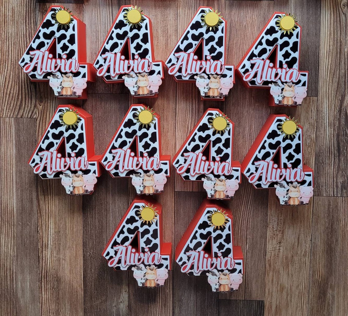 Farm 3D Numbers Cute Farm 3D Numbers Farm Theme Party Decor - Etsy