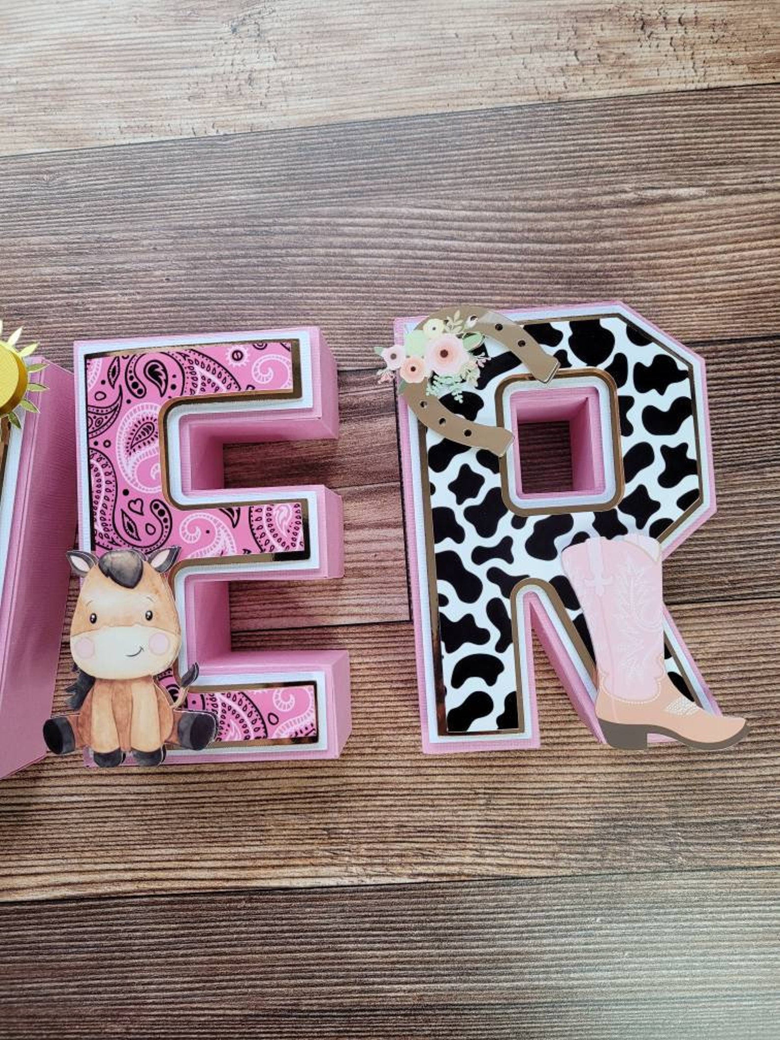 Rodeo 3D Name Paper Letters Rodeo Cowgirl Farm Paper - Etsy