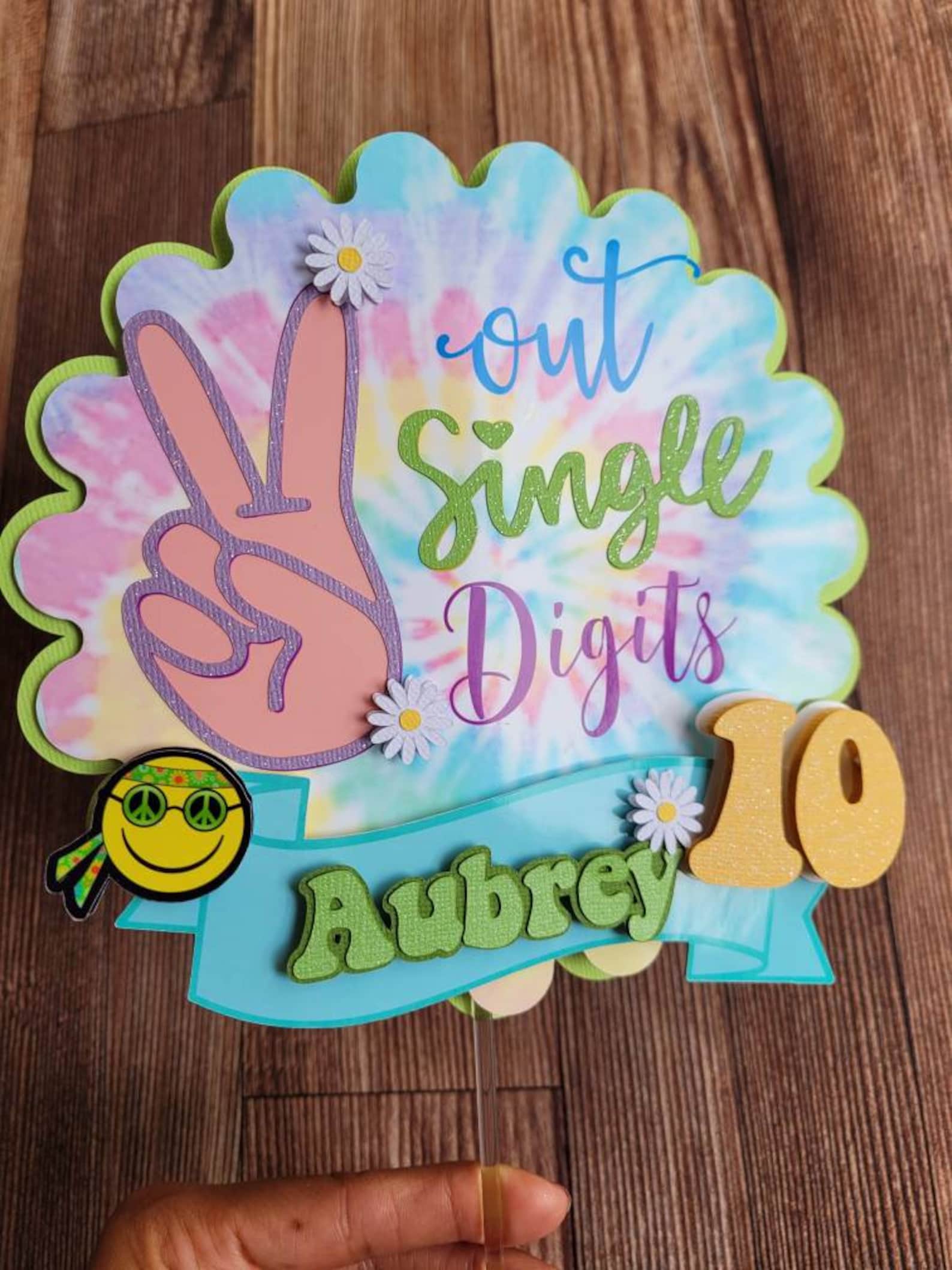 Peace Out Single Digits Cake Topper Tie Dye Birthday Party - Etsy