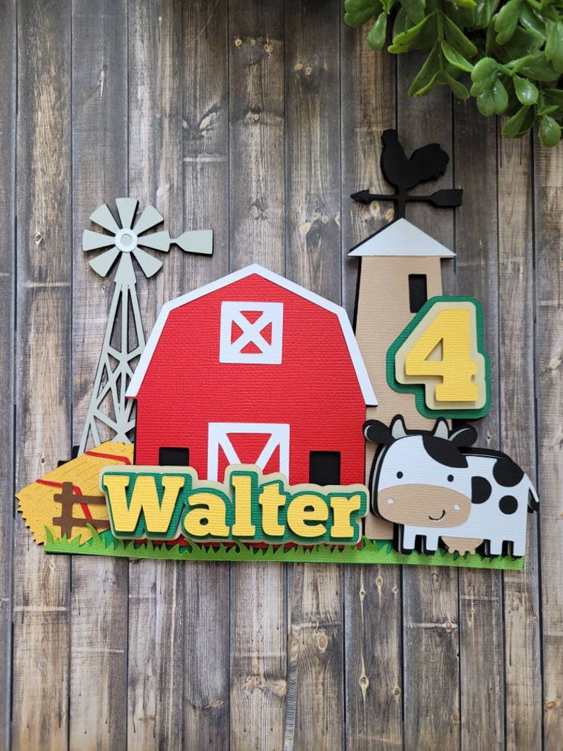 Farm Cake Topper Farm Theme Birthday Barnyard Cake Topper - Etsy