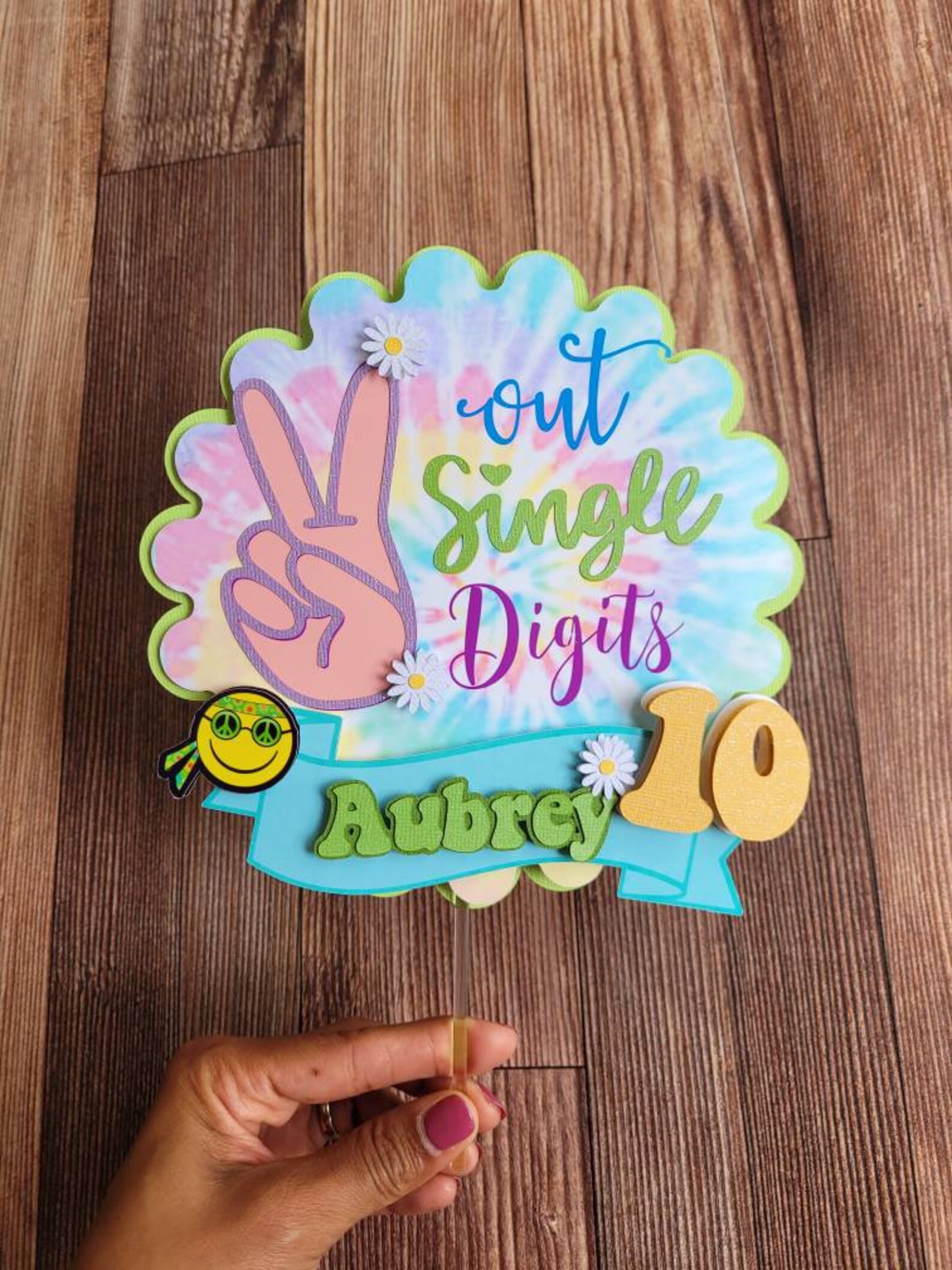Peace Out Single Digits Cake Topper Tie Dye Birthday Party - Etsy