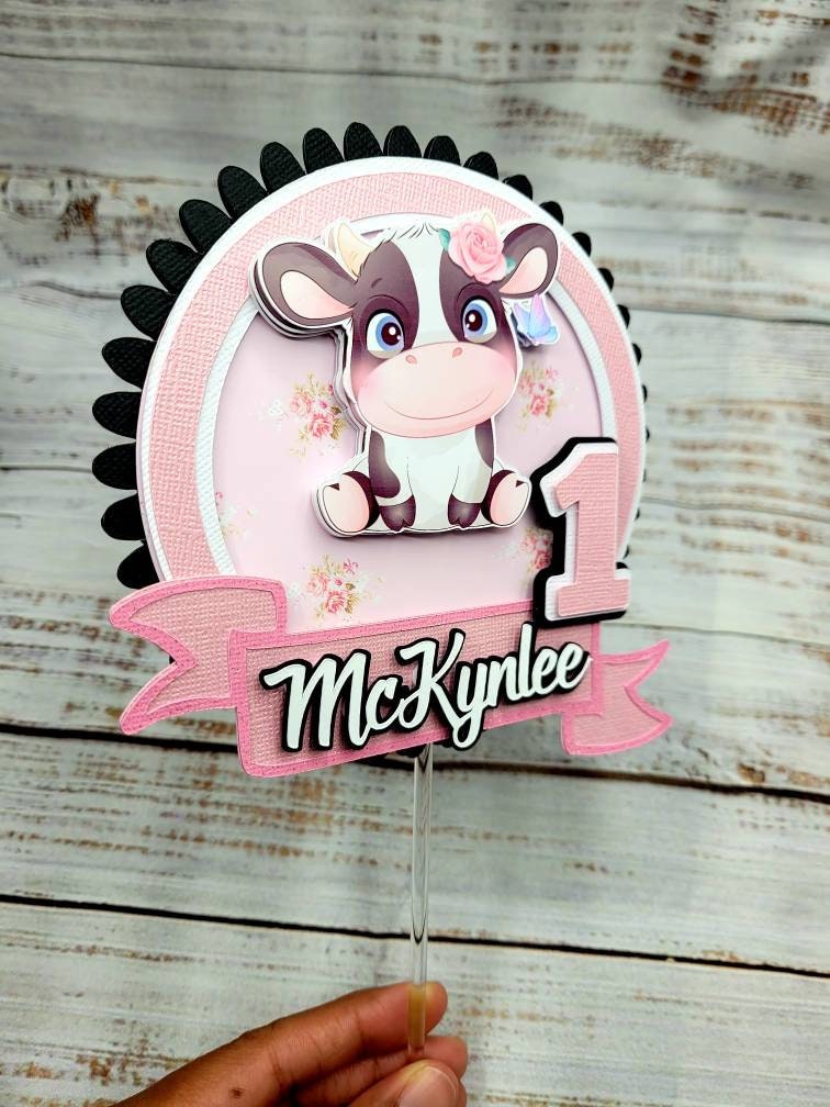 Cow Cake Topper Holy Cow I'm One Cow Party Decor | Etsy