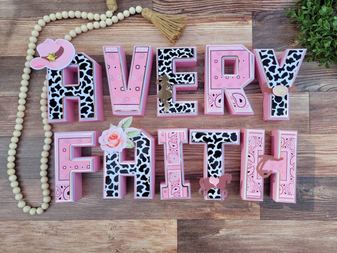 Pink Rodeo 3D Name Letters | Paper Letters (no Wood) | Western Rodeo ...