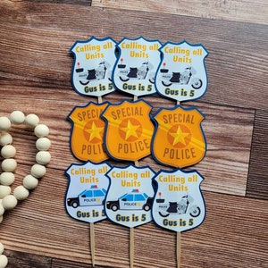 Police Party Cupcake Toppers Set of 9 | Police Officer Cupcake Toppers ...
