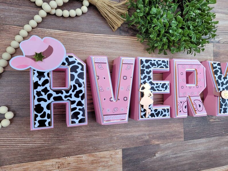 Pink Rodeo 3D Name Letters Paper Letters no Wood Western - Etsy