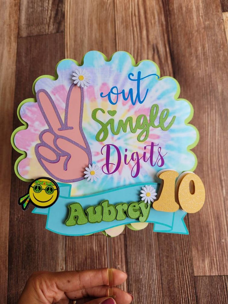 Peace Out Single Digits Cake Topper Tie Dye Birthday Party - Etsy