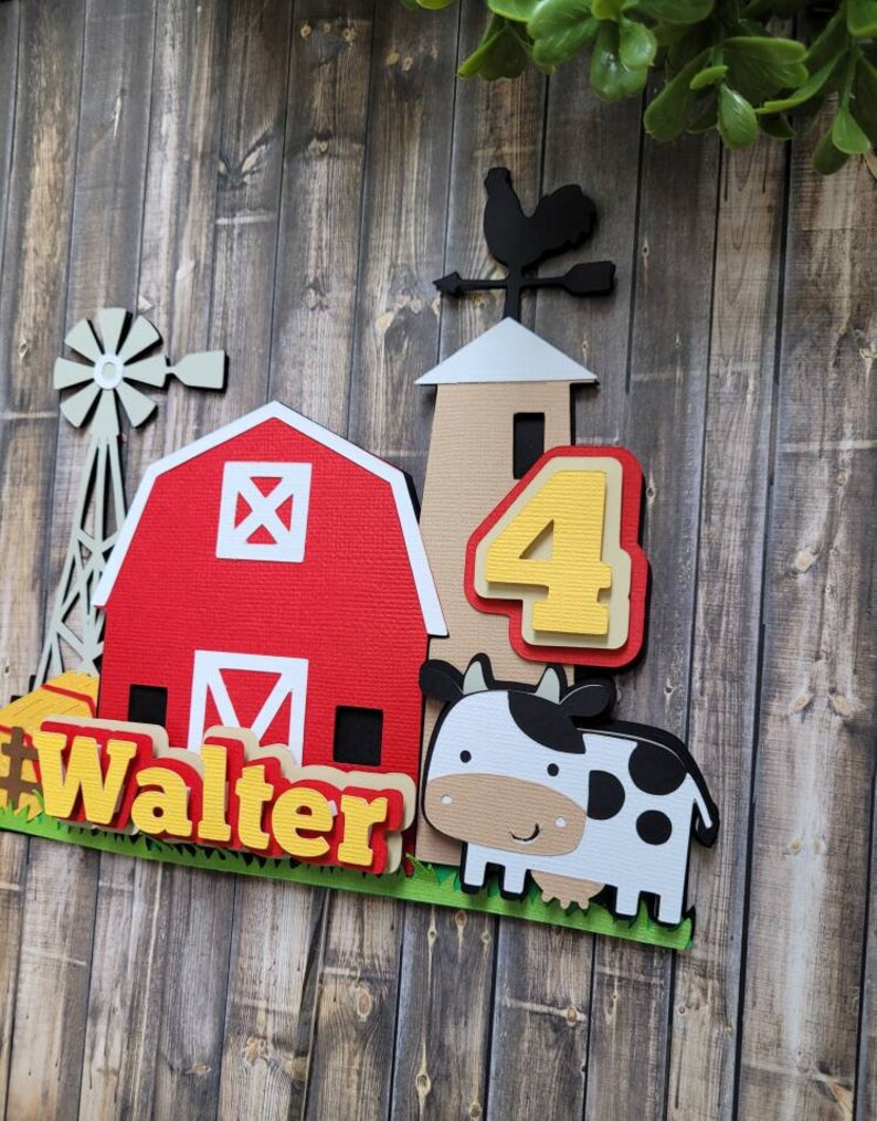 Farm Cake Topper Farm Theme Birthday Barnyard Cake Topper - Etsy