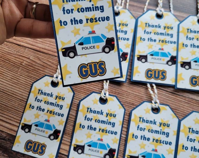 Police Party Favor Tags Set of 8 Police Officer Favor Tags Police ...