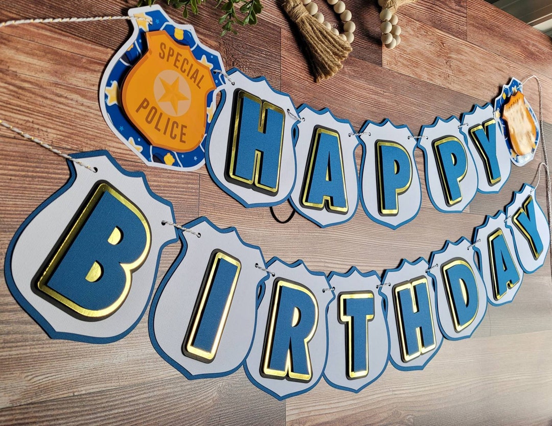 Police Party Birthday Banner | Police Officer Garland | Police Birthday ...