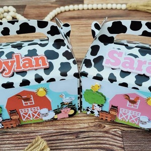 Farm Party Favor Box Cow Print Gable Box Pink Farm Favor Red Farm ...