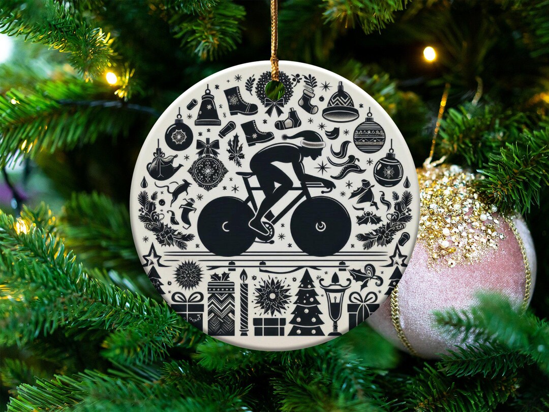 Christmas Cycling Ornament, Holiday Bike Decor, Bicycle Tree Decoration ...