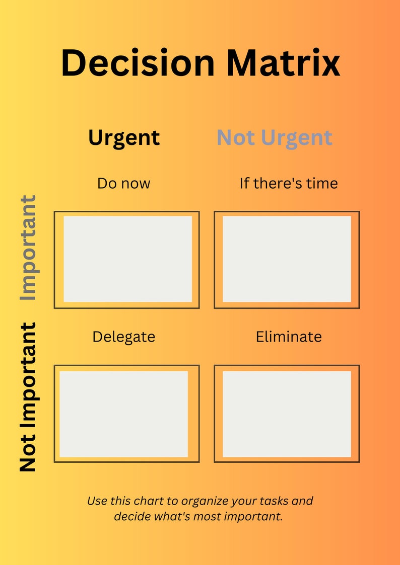 Decision Matrix Printable Planner Template Bundle. Fillable Worksheet ...